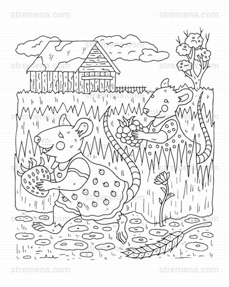 Woodland Mother Mouse Family Printable Coloring Pages - Etsy