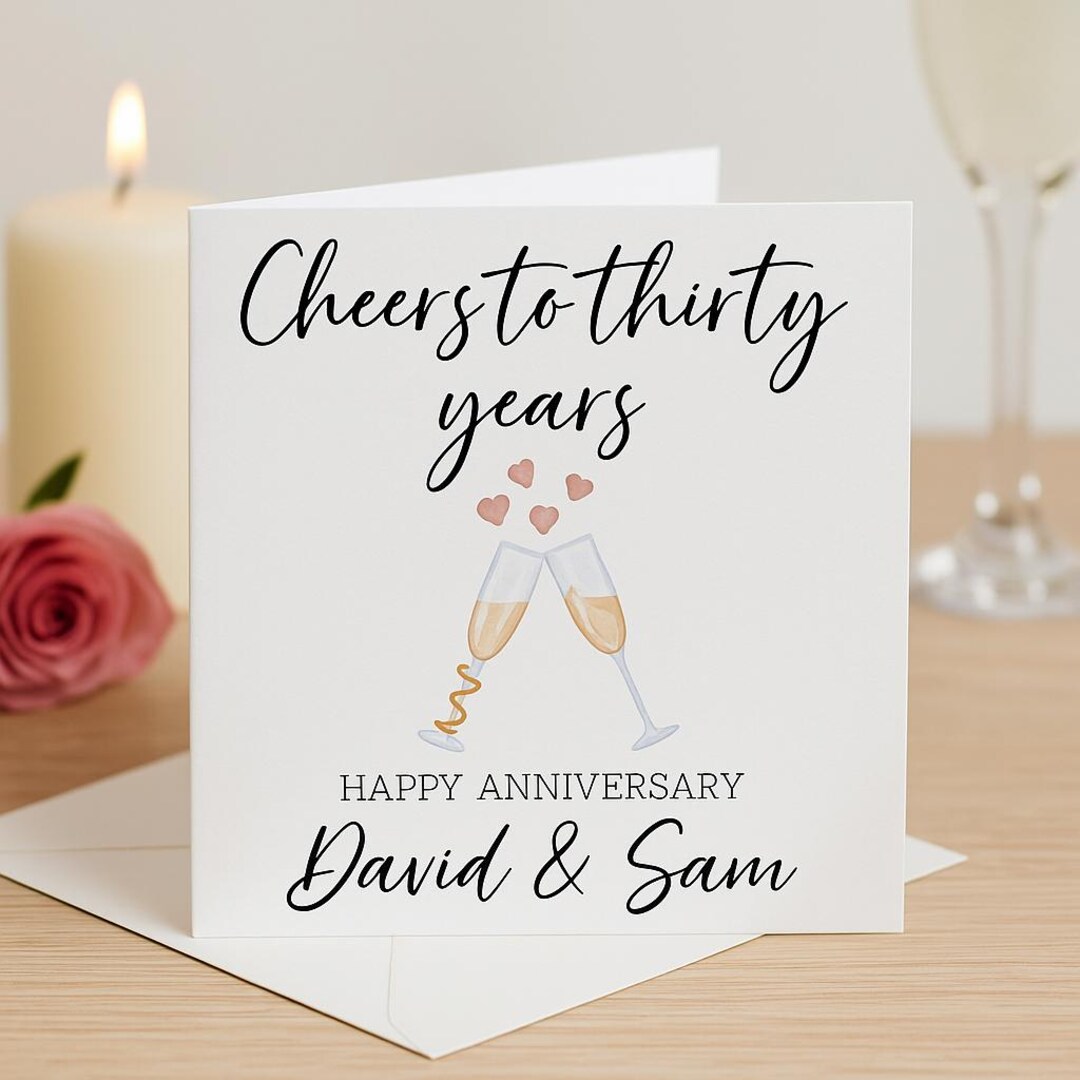 Personalized 30th Anniversary Card: 'cheers to Thirty Years' - Etsy