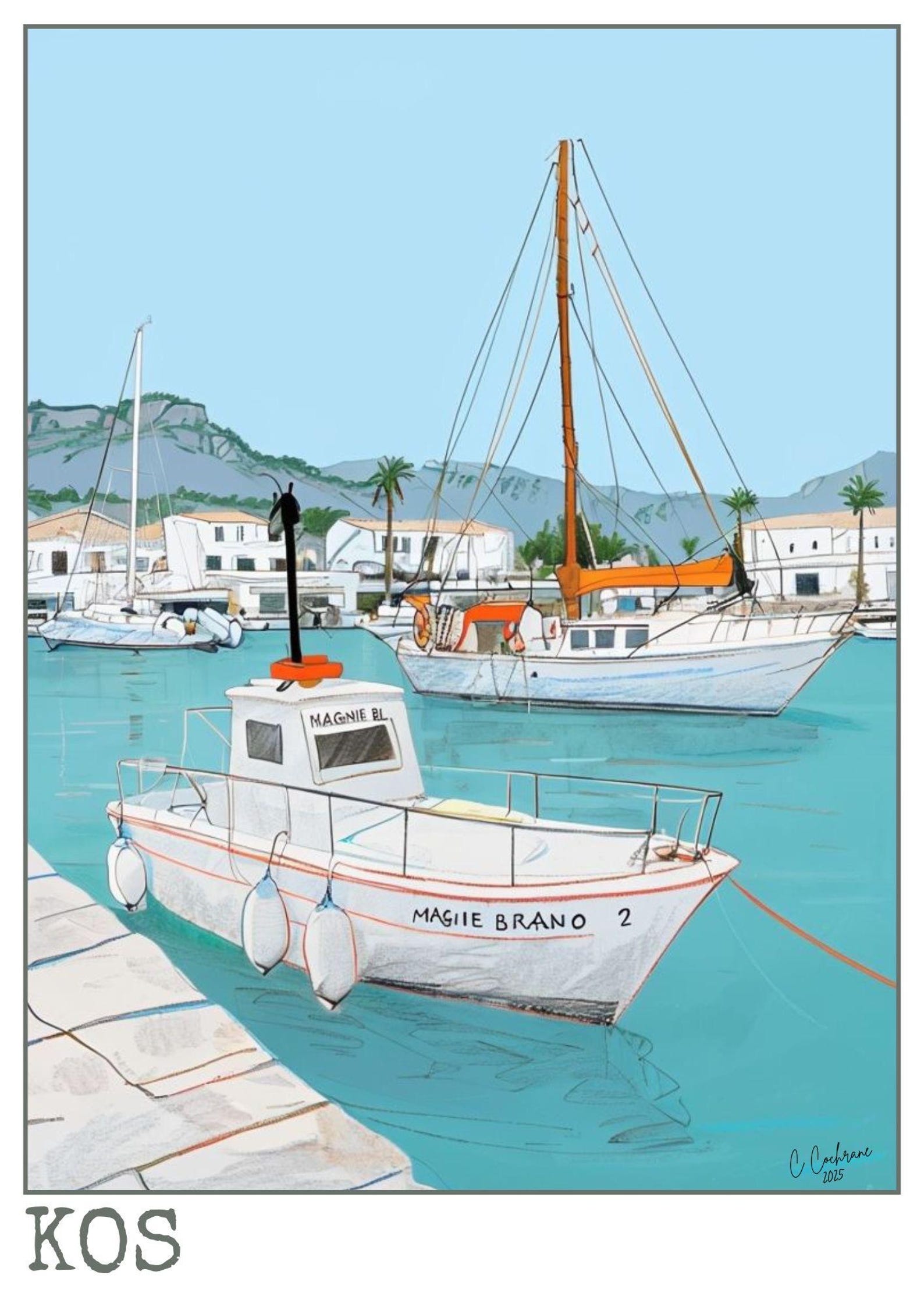 Kos Travel Print - Greece, Kos Poster, Greece Poster, Travel Wall Art ...