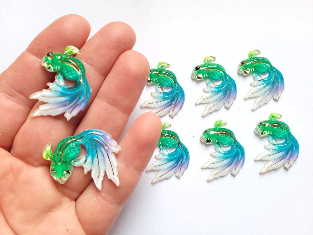 5/10/20/50 Pcs Resin Blue Fantail Fish Pendants / Charms - Etsy