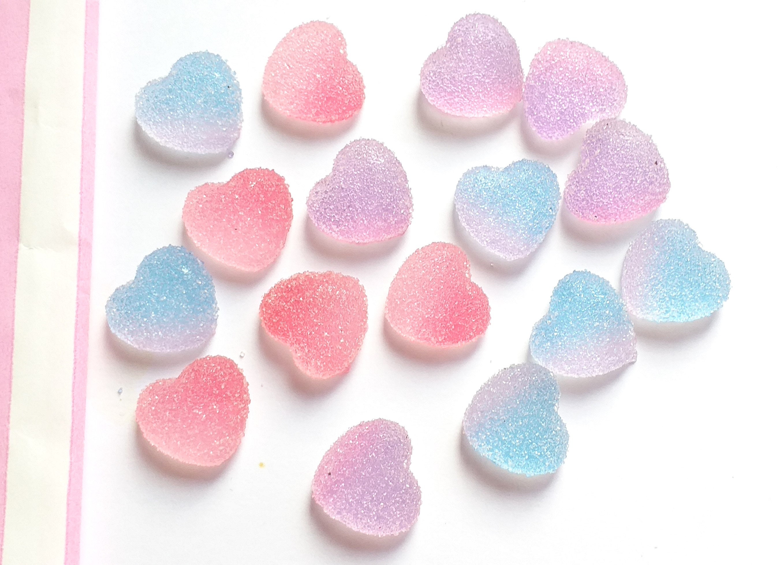 5/10/20pcs mixed colour sugar jelly heart Fake candy cabochons | Etsy
