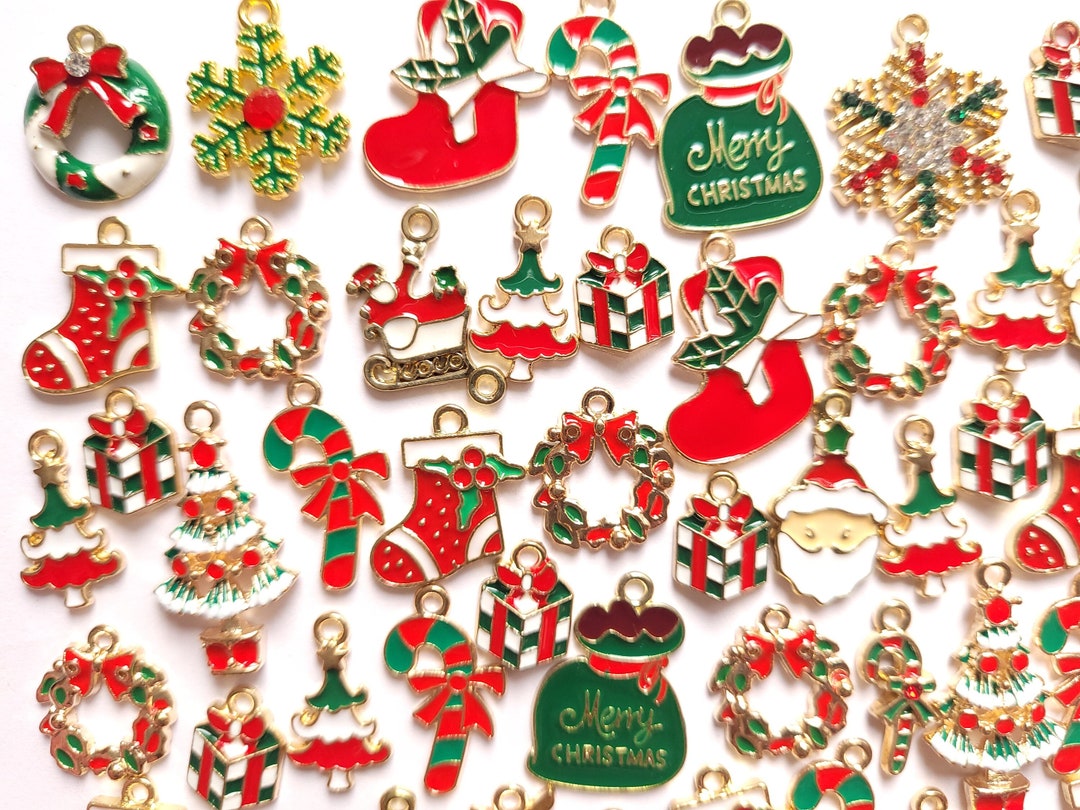 Sparkly Enamel CHRISTMAS Charms 5/10/20/50/100 Pcs Jewellery Making ...