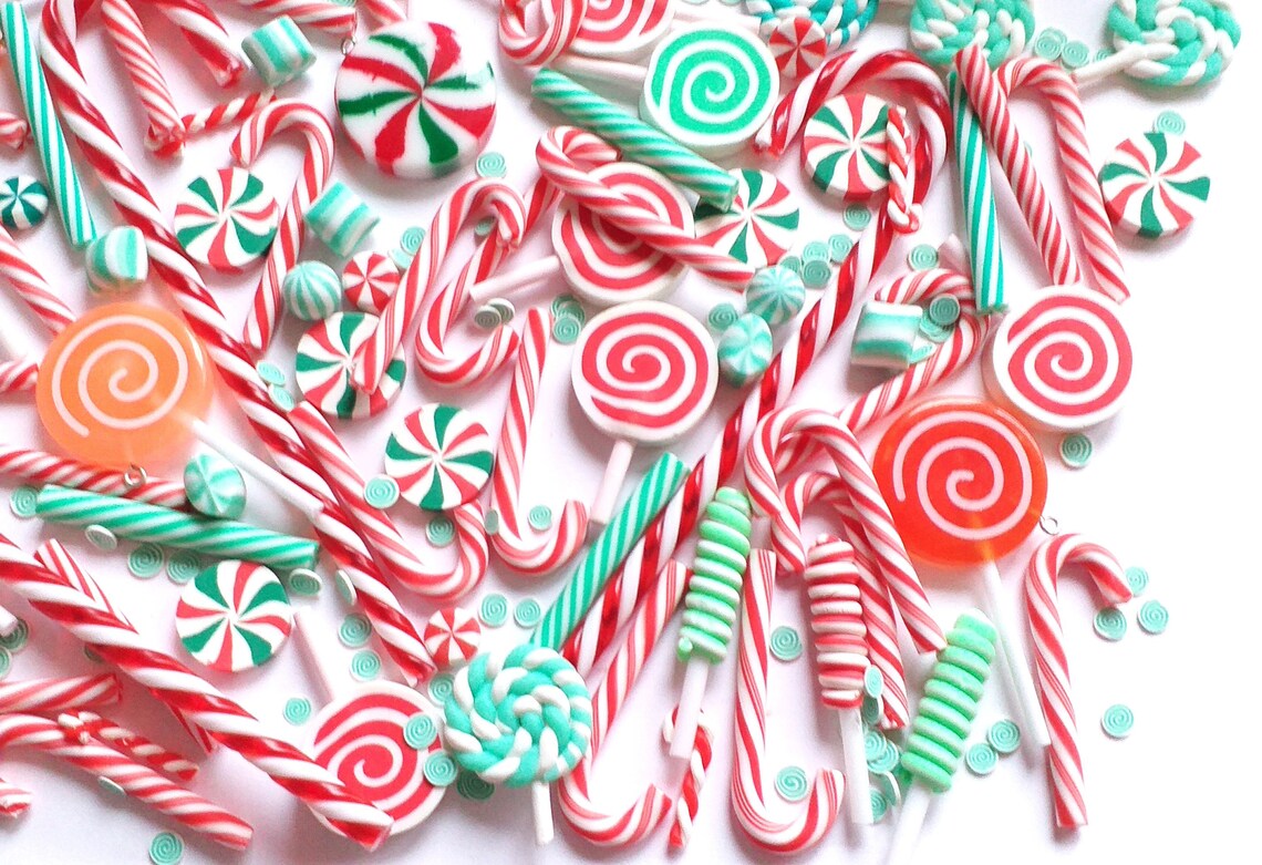 Large Christmas Candy Cane Set, Choose Amount, Decoden Kawaii Craft ...