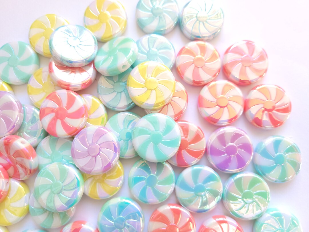 50pcs Glazed PASTEL Peppermint Candy Beads for Tree Decorations ...