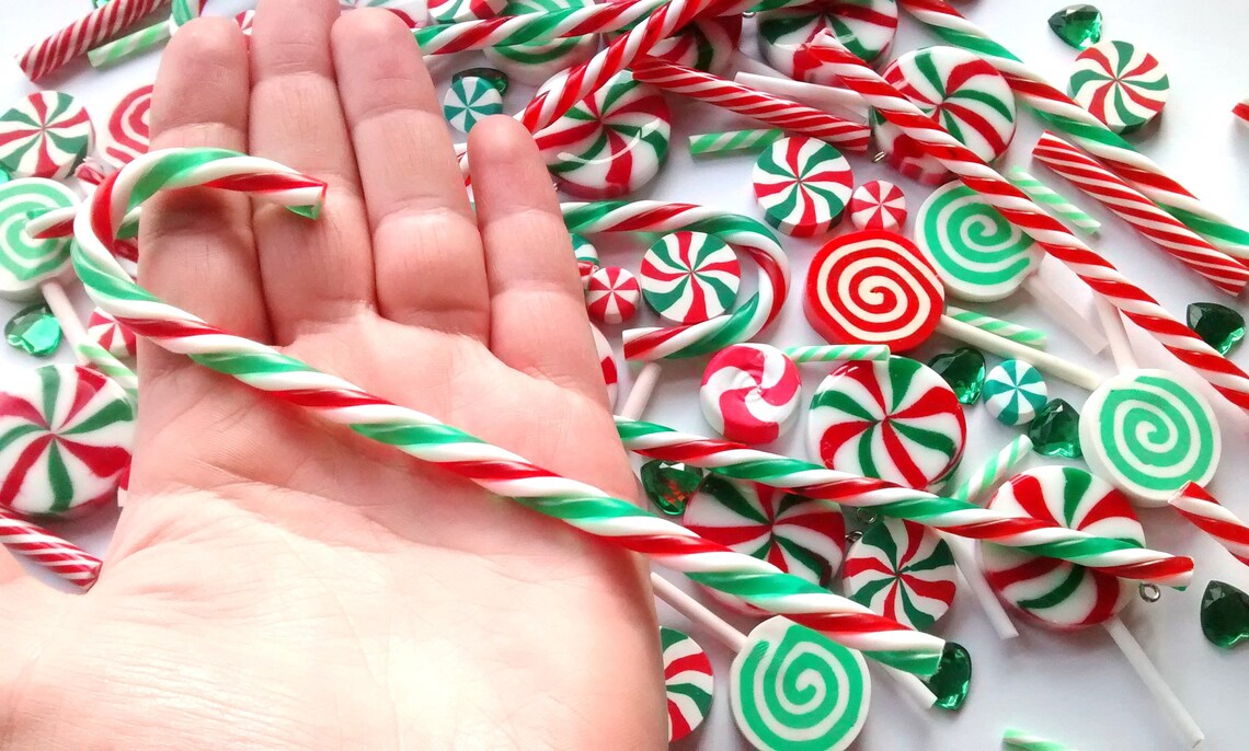 Large Christmas Candy Cane Set Choose Amount Decoden Kawaii - Etsy