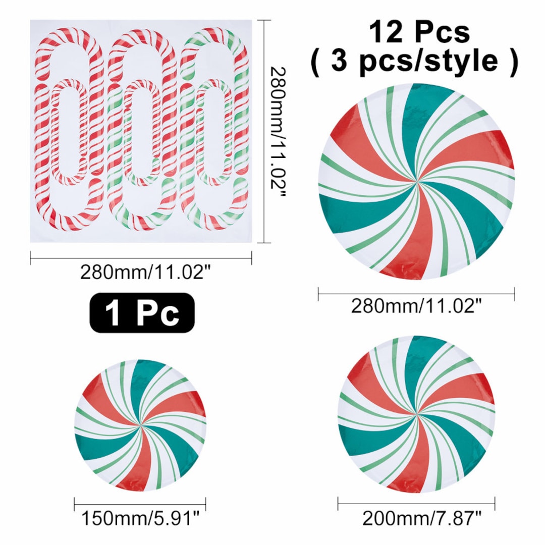 Candy Cane Stickers , Peppermint Candy Stickers , Large Christmas ...
