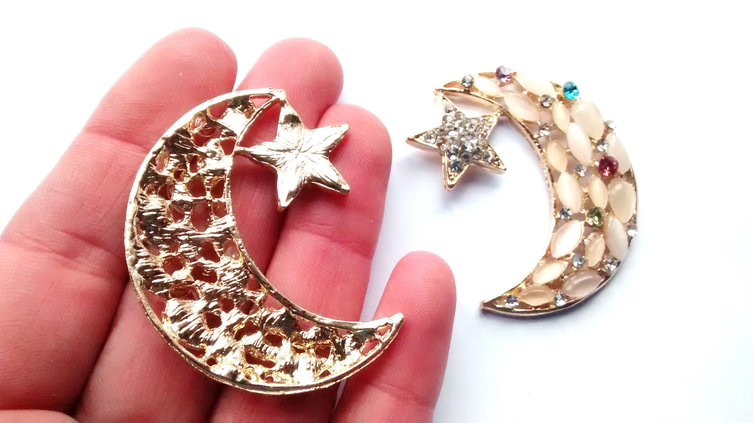 Bling Moon and Star Cabochon , Decoden , Cabochons, Jewel Embellishment ...