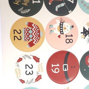 24 Days Advent Calendar Stickers , Christmas Advent Calendar ...
