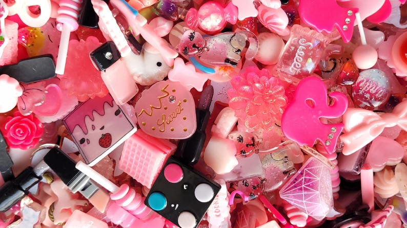 Glitter Pink Doll Cabochons and Charms , 5/10/20/50/100pcs Decoden ...