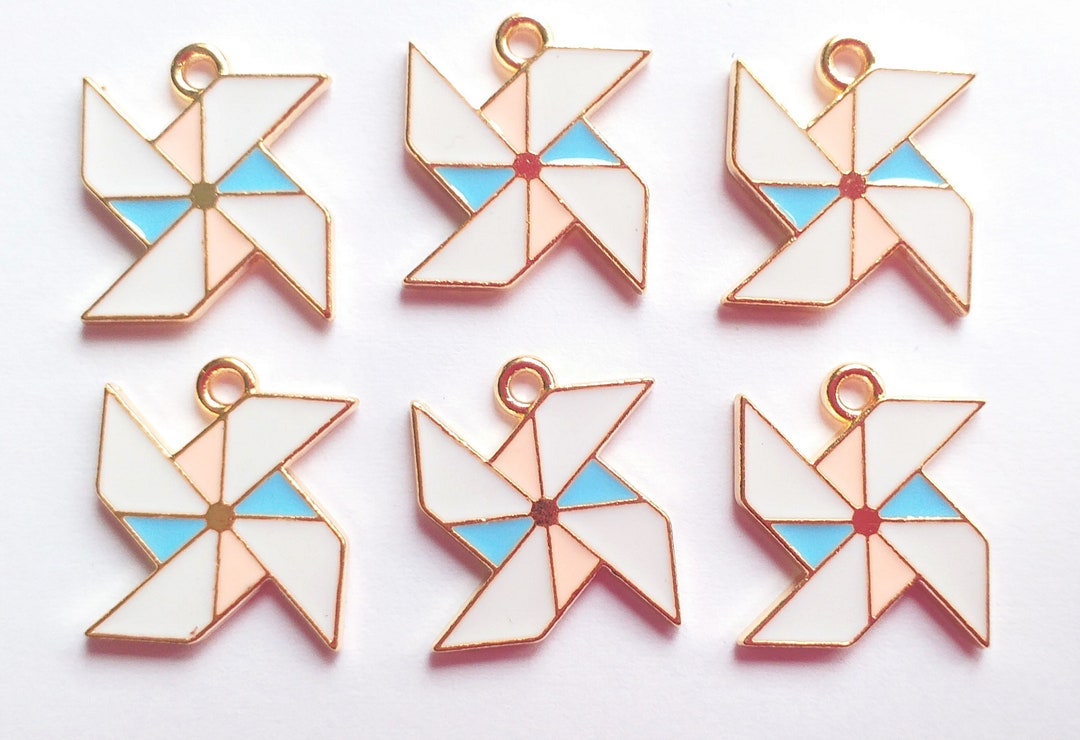 Pink Pinwheel Spinner Charms, Gold Charm, Planner Charm, Kawaii Craft ...