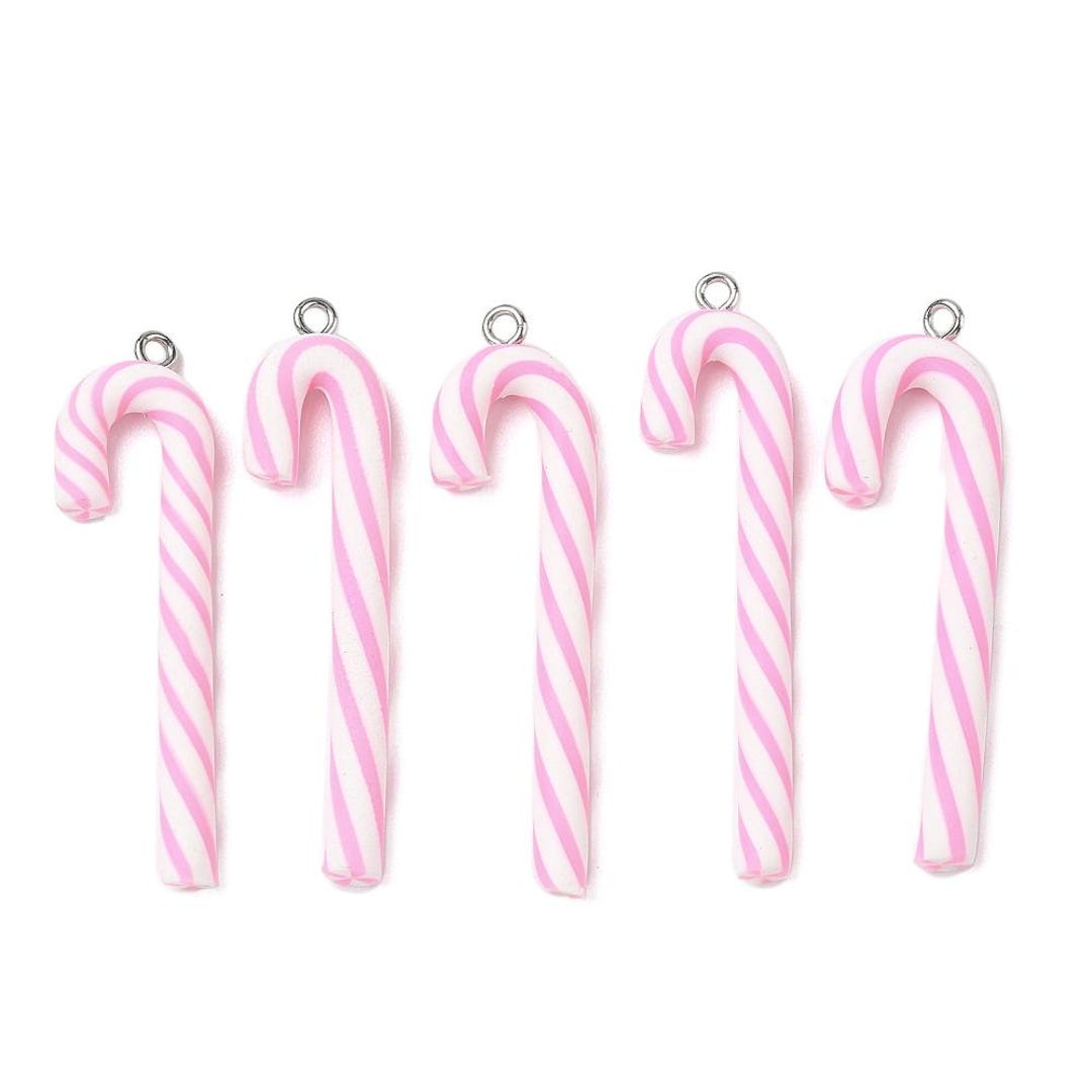 4/8/10pcs Large Christmas Candy Cane Charms , Polymer Clay Candy Cane ...