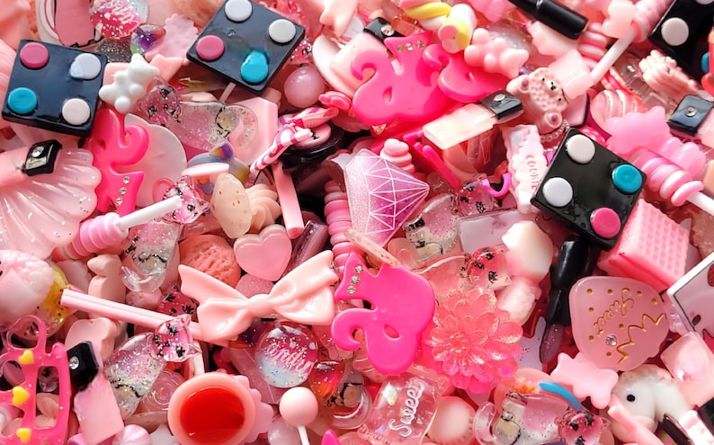 Glitter Pink Doll Cabochons and Charms , 5/10/20/50/100pcs Decoden ...