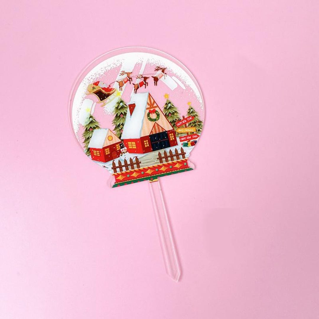 Snow Globe Cake Topper , Acrylic Cake Topper for Christmas Cakes ...