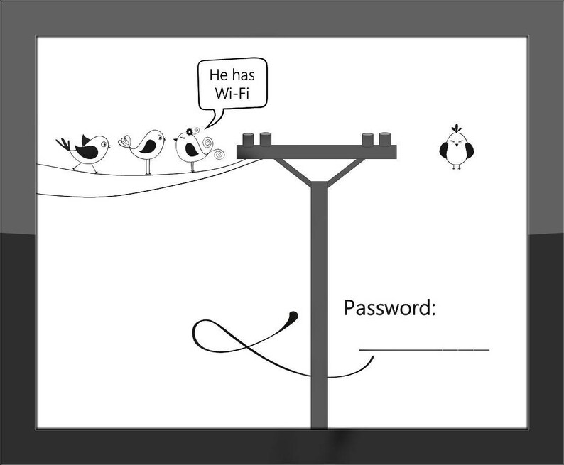 Wi-fi Password Sign / Funny Home Decor Print / Birds on A Wire Wifi ... Wi-fi Password Sign / Funny Home Decor Print / Birds on A Wire Wifi ...