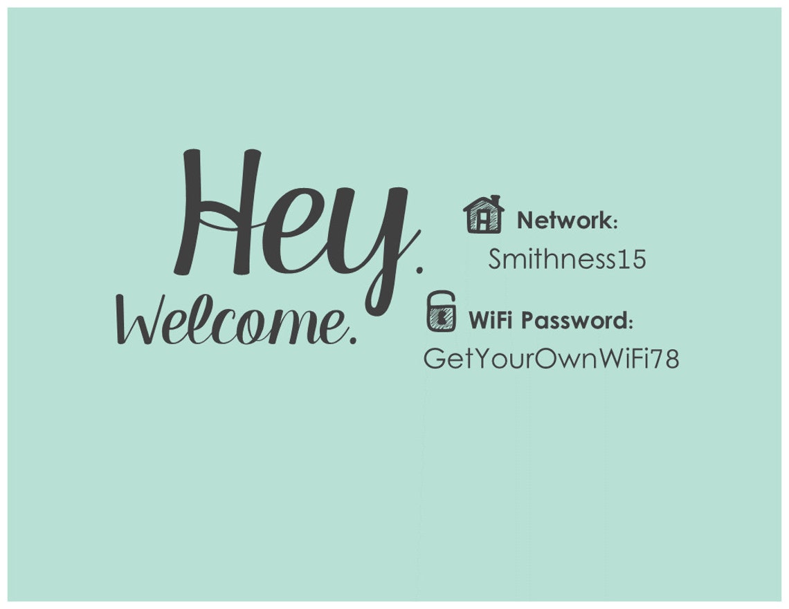 Wi-fi Password Sign / Funny Gallery Wall Home Decor Print / Guest Room ...