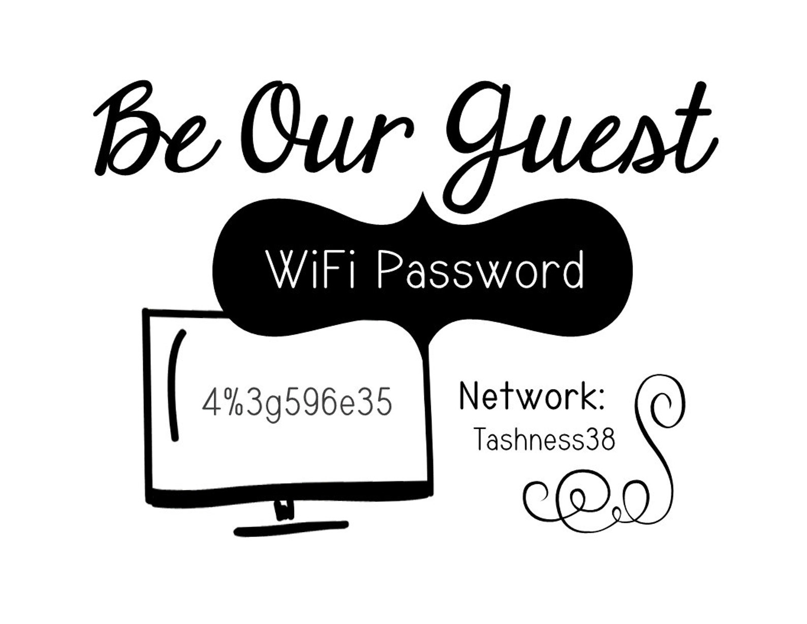 Funny Wi-fi Network Password Sign / Guest Room, Office / Personalized ...