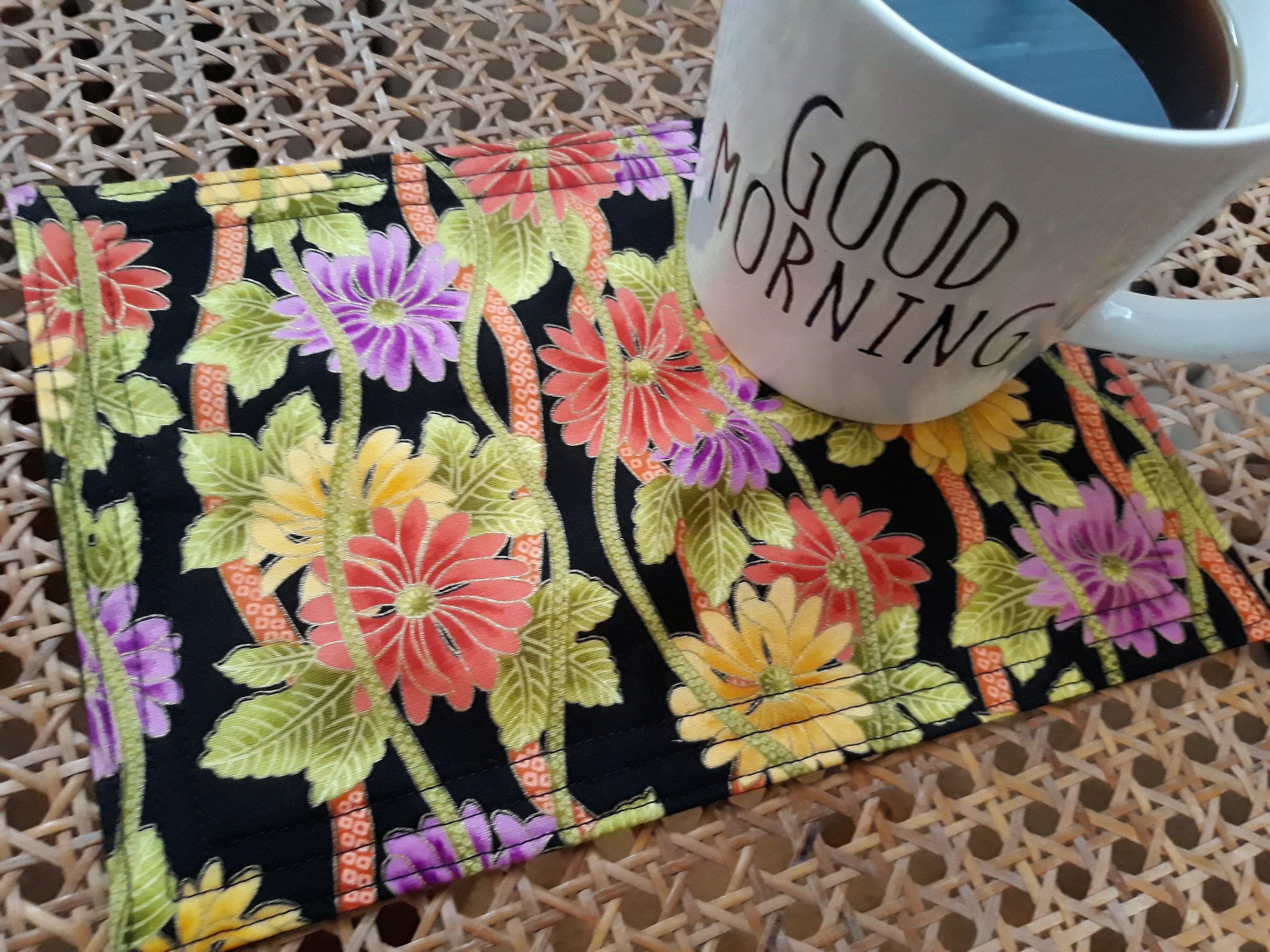 Bright Flowers Mug Rug Snack Mat - Etsy