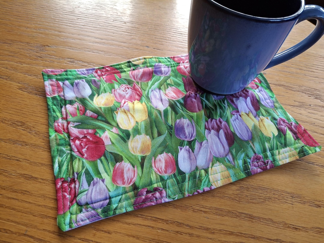Tulips Mug Rug, Fabric Snack Mat - Etsy