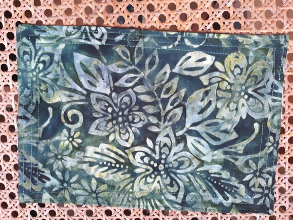 Green Batik Mug Rug Snack Mat | Etsy
