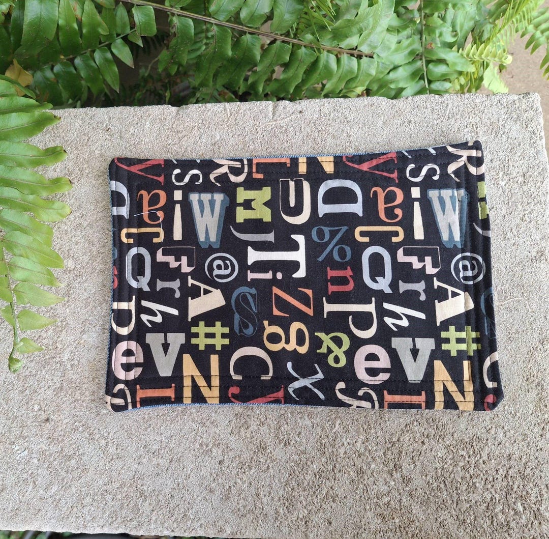 Reversible Alphabet, Denim Mug Rug, Teacher Snack Mat - Etsy
