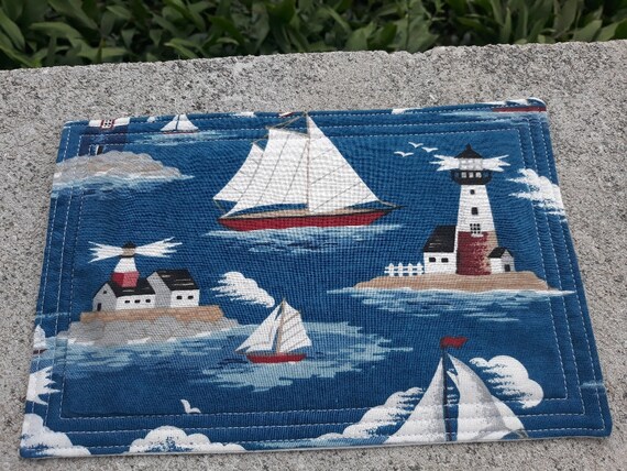 Lighthouse Mug Rug Snack Mat - Etsy