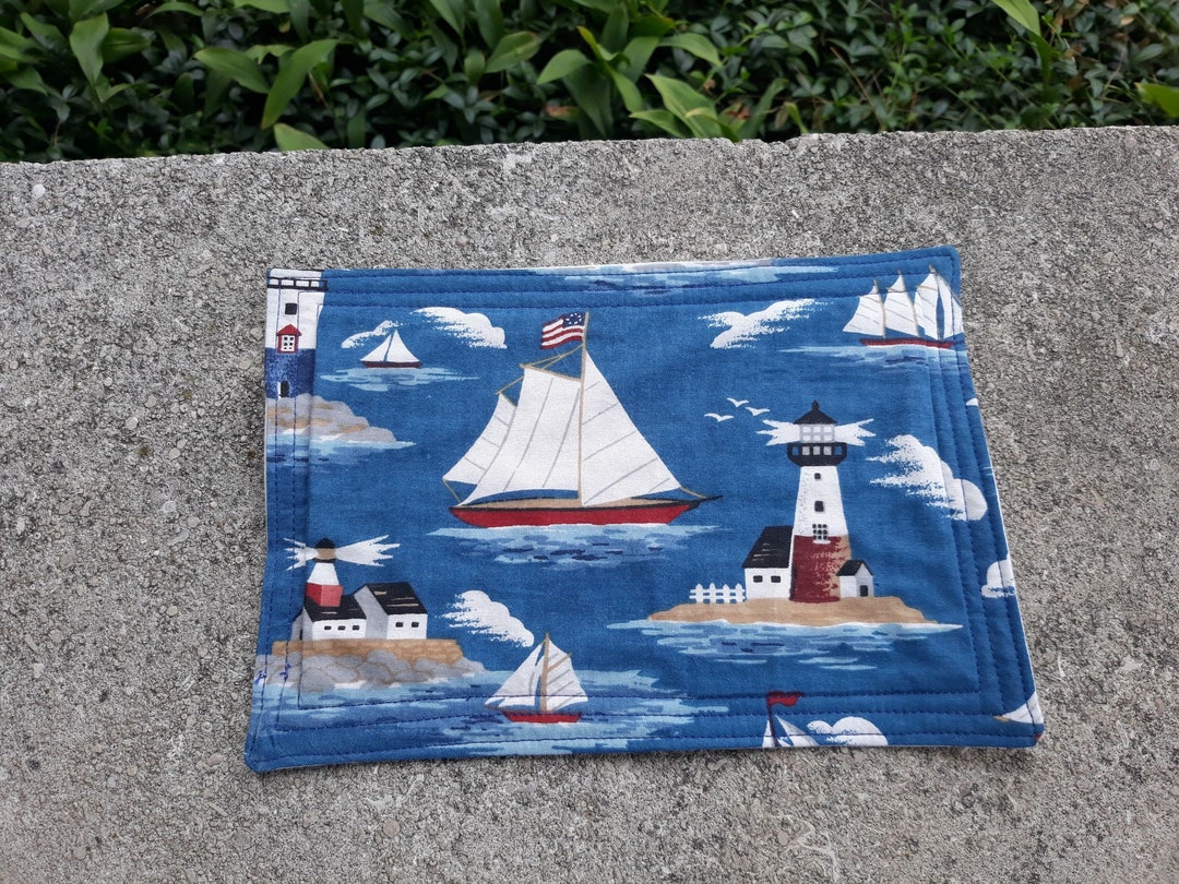 Clipper Ship Lighthouse Mug Rug - Snack Mat - Etsy
