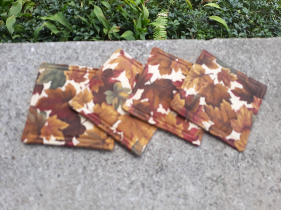 Fall Leaves Fabric Coasters Set of Four Autumn Coasters - Etsy