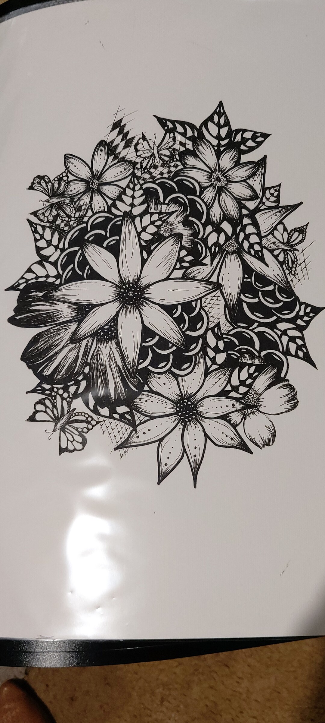 Original Handrawn Art by Sidfox. Floral Art, A3 Size on Paper, Unframed ...