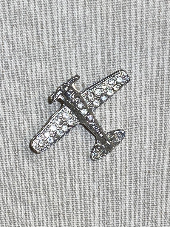 Vintage rhinestone airplane brooch - Gem