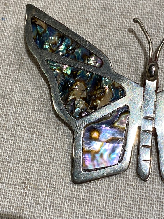 Made in Mexico Abalone Shell Butterfly Brooch - Gem
