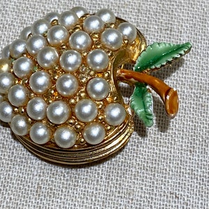 Signed J.J. Apple Brooch With Faux Pearls - Etsy