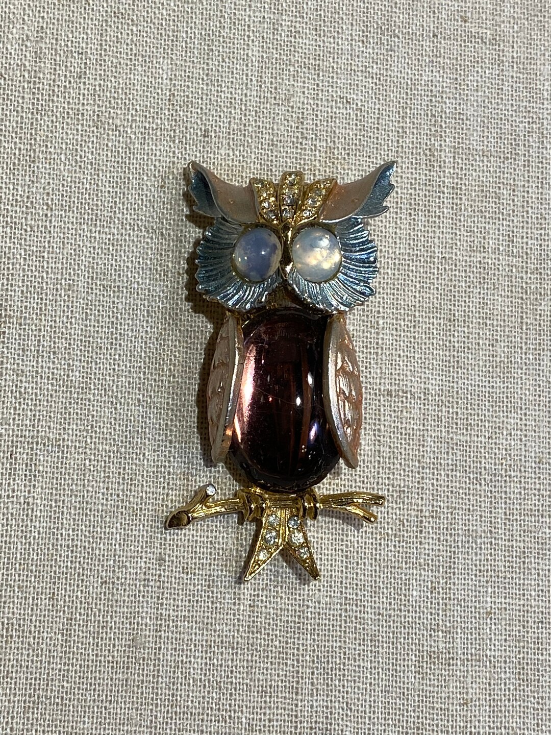 Figural Owl Rhinestone Jelly Belly Signed ART - Etsy