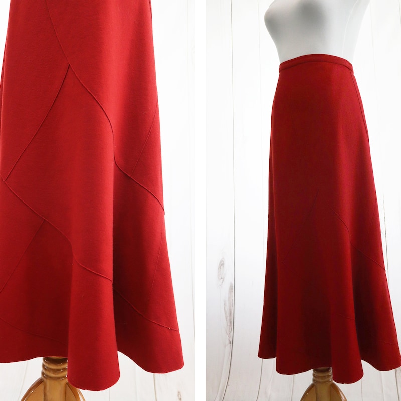 Red Wool Skirt - Etsy