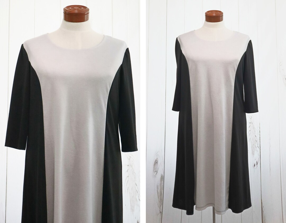 Vintage Colorblock Dress Plus Size 60s Mod Style 1960s 2X 1X XXL Black ...