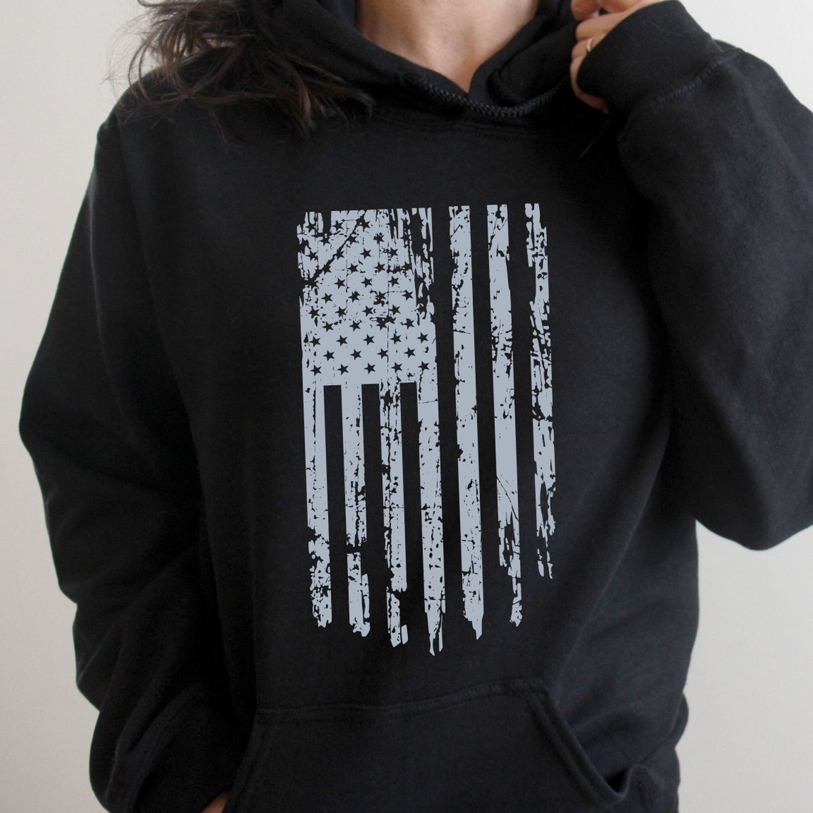 American Flag Hoodie Distressed USA Flag Vertical Flag - Etsy