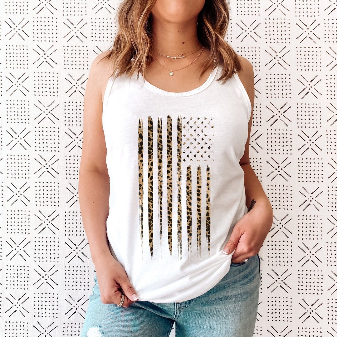 American Flag Tank Top, Cheetah Flag, Distressed USA Flag, Vertical ...