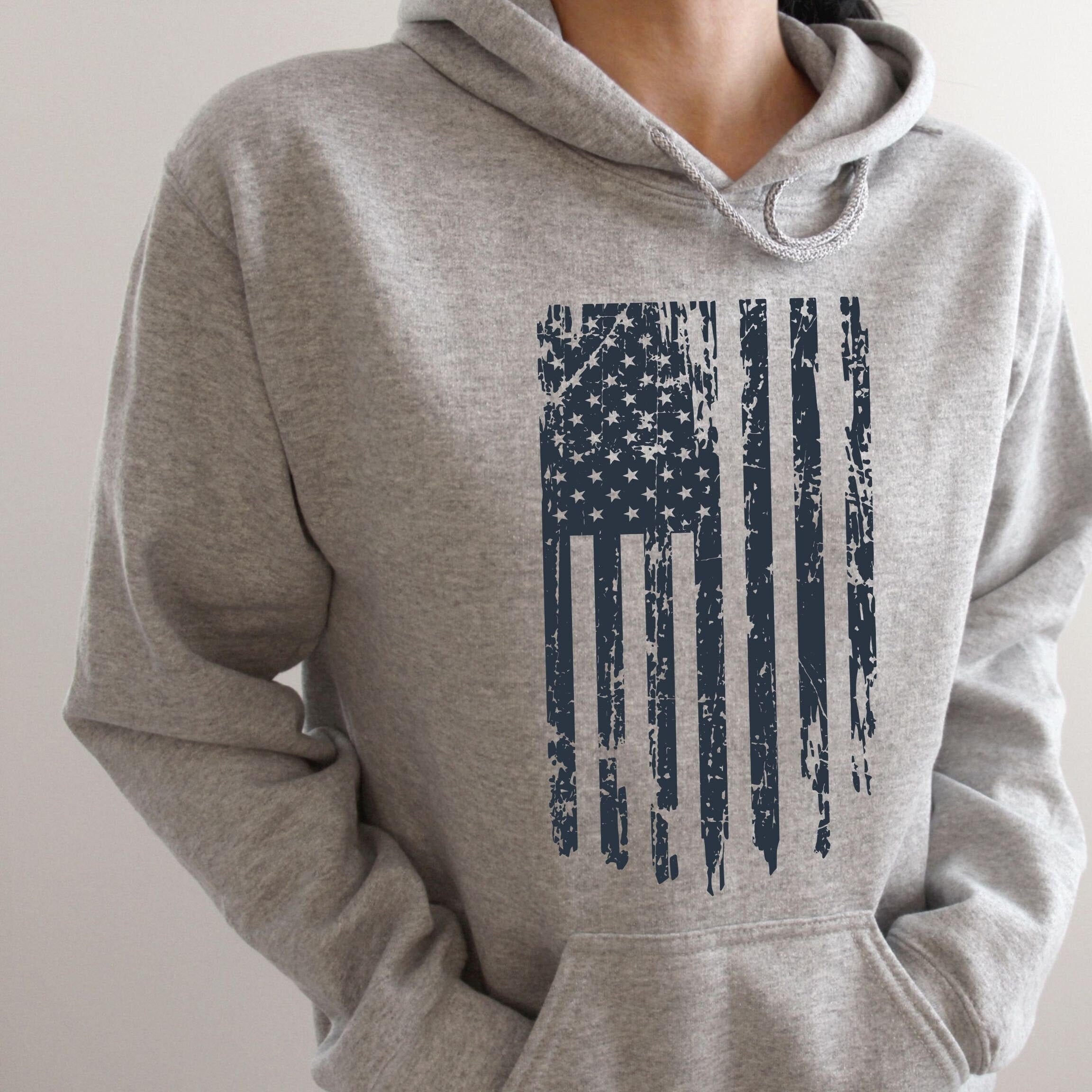 American Flag Hoodie Distressed USA Flag Vertical Flag - Etsy