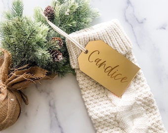 Acrylic Stocking Gift Tags Personalized Stock Name Tag Gold - Etsy