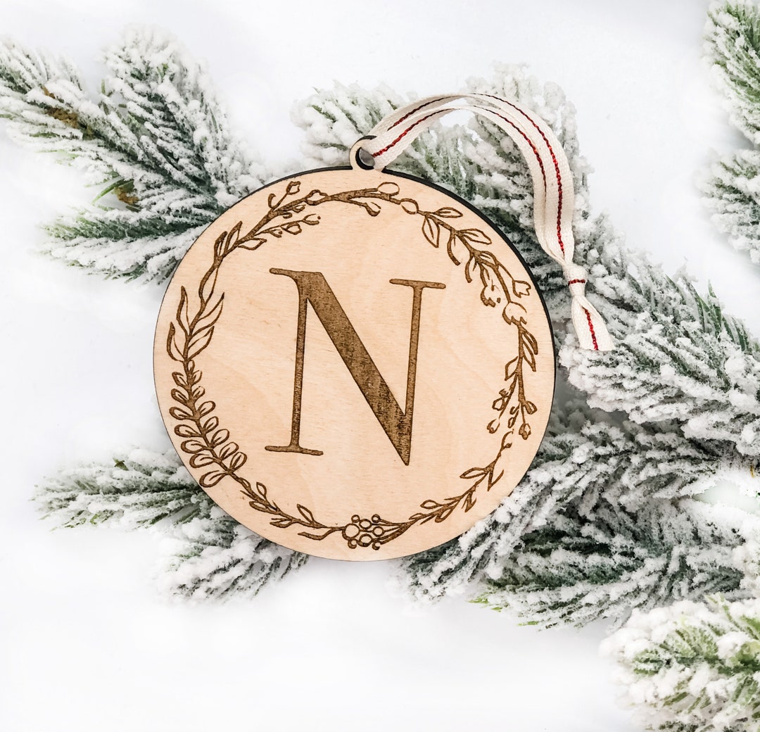 Monogram Christmas Ornament Wood- Personalized Ornament - Christmas ...