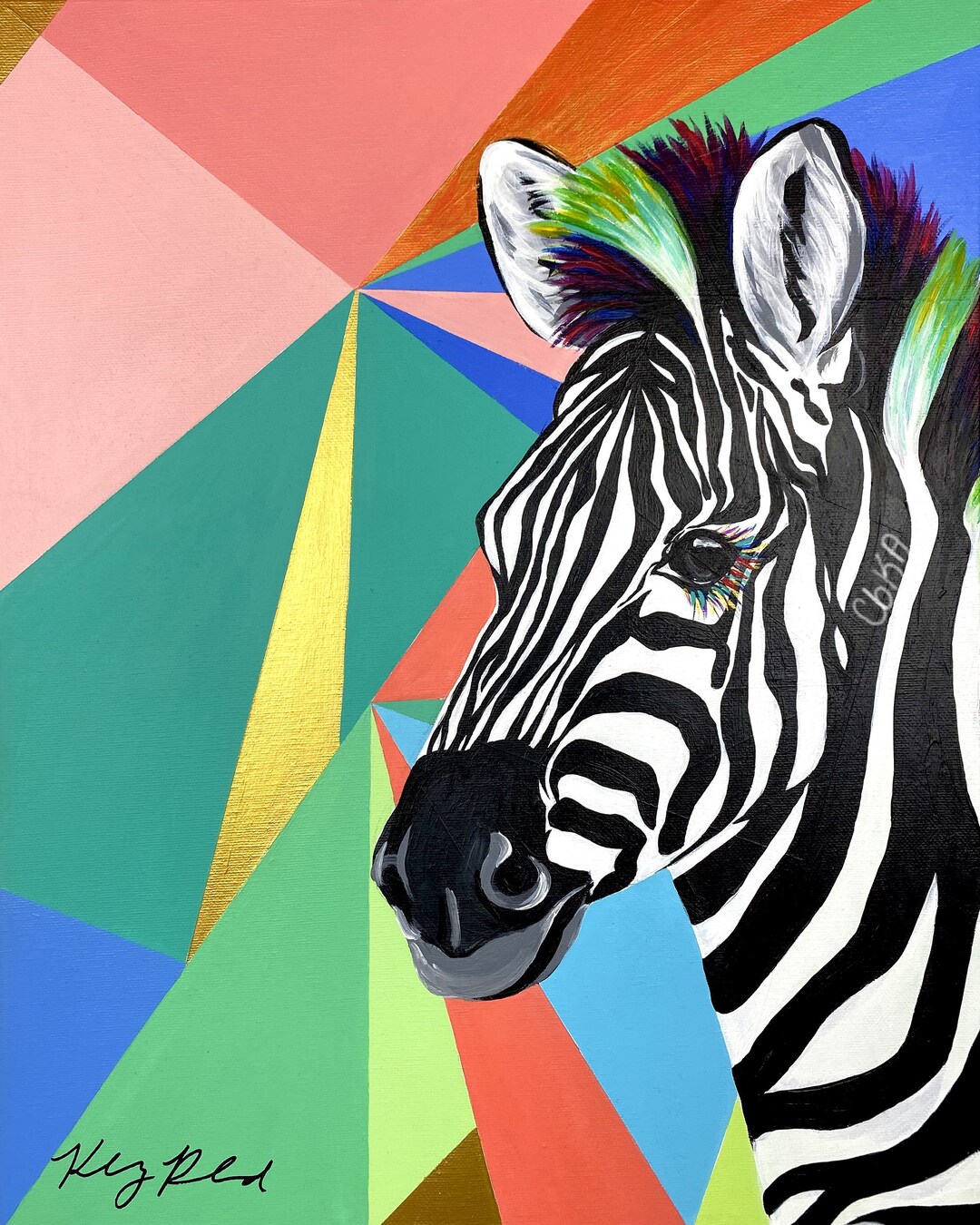 Colorful Zebra Painting 1620 by Kelsey Rowland Safari Art - Etsy