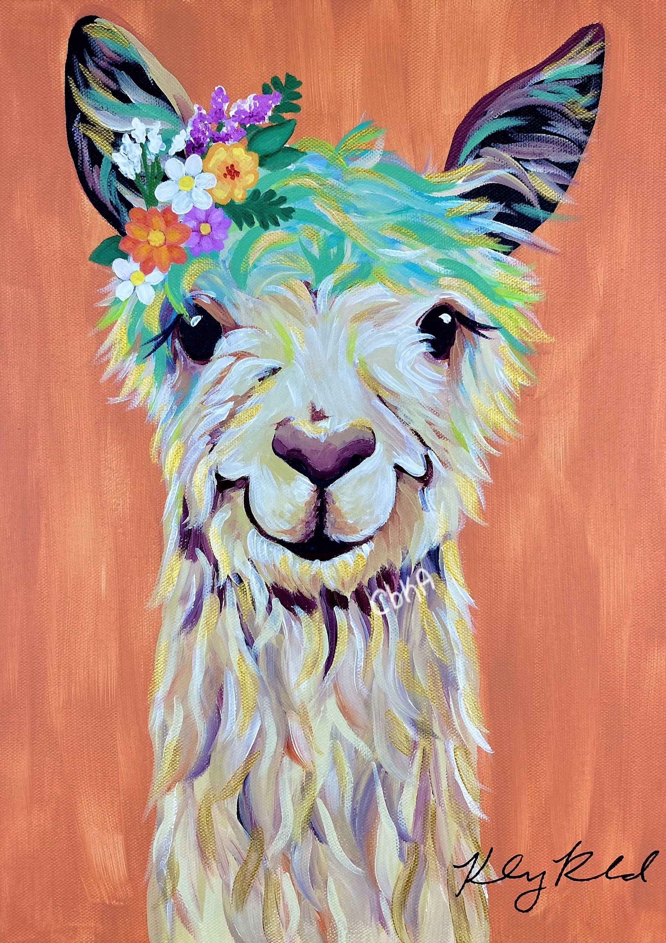 Colorful Alpaca Print by Kelsey Rowland Acrylic Art Llama - Etsy