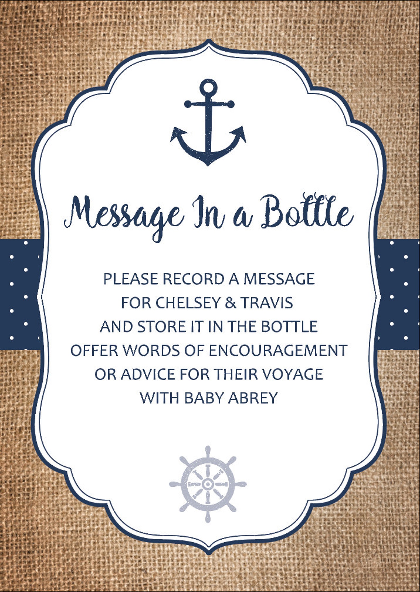 Message In A Bottle Baby Shower Card Nautical Advice Cards | Etsy