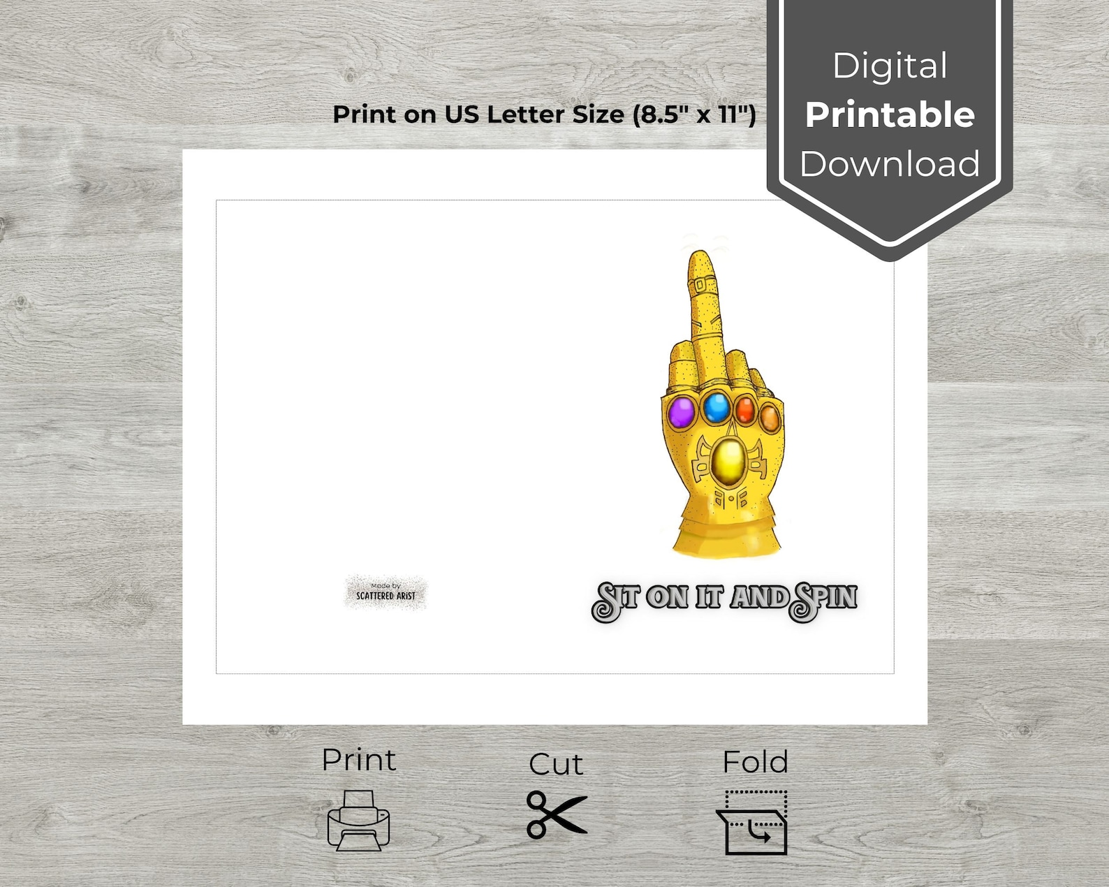 Printable Thanos Middle Finger Sit on It and Spin - Etsy