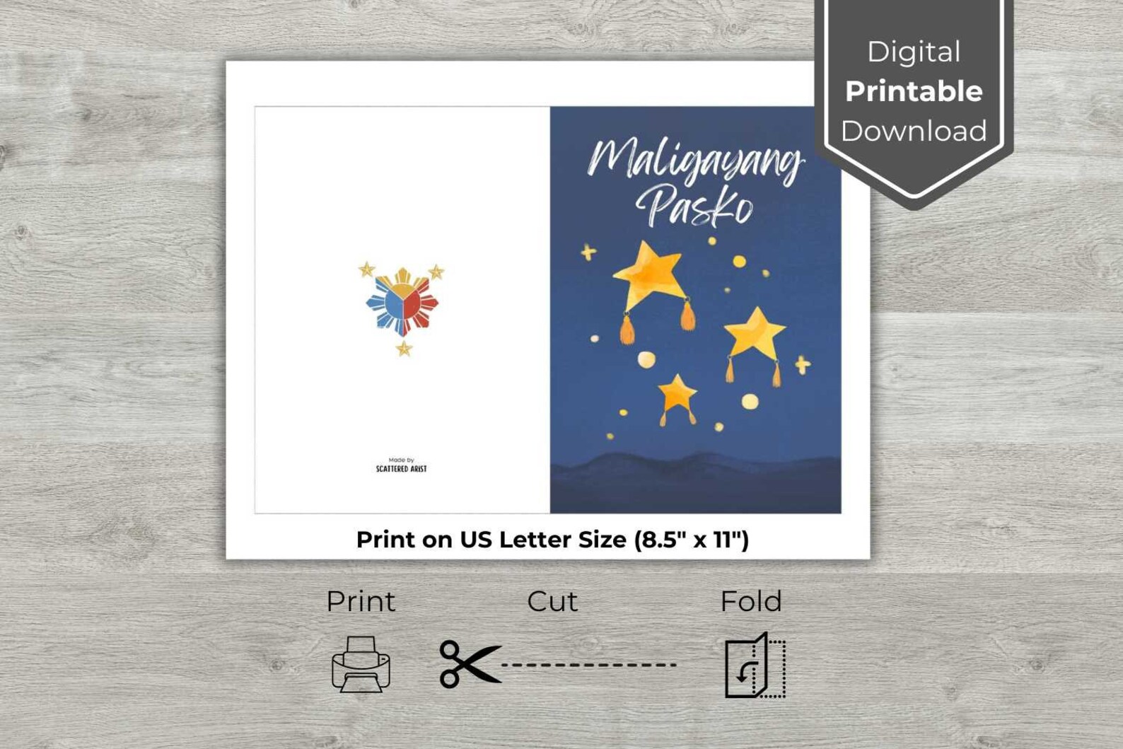 Printable Maligayang Pasko Card, Digital Download, 5x7, 4x6 - Etsy