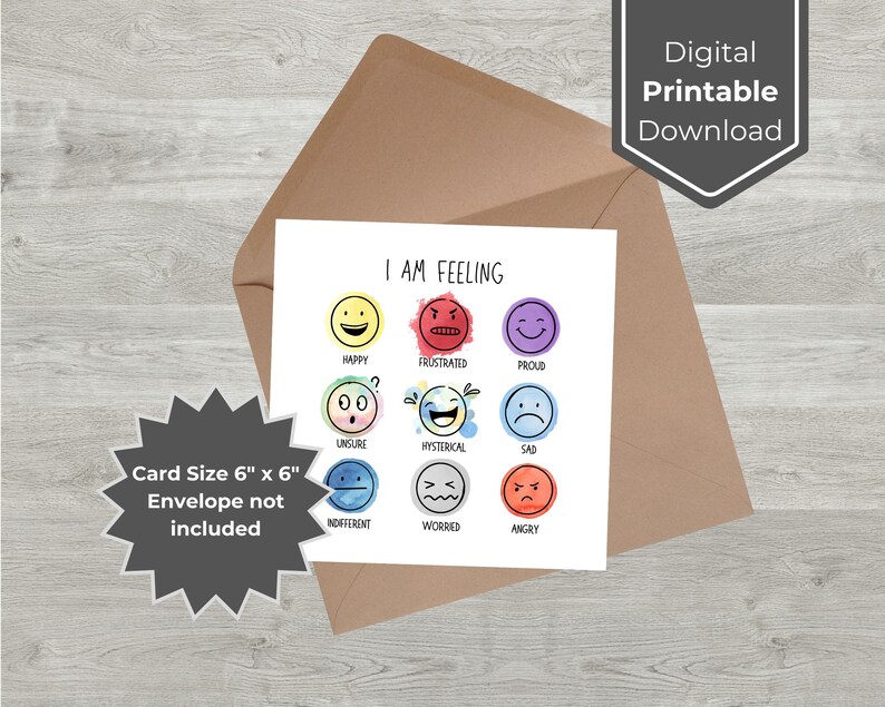 Printable Set - I Am Feeling (print Sizes 8"x8", 10"x10" and Card Size ...