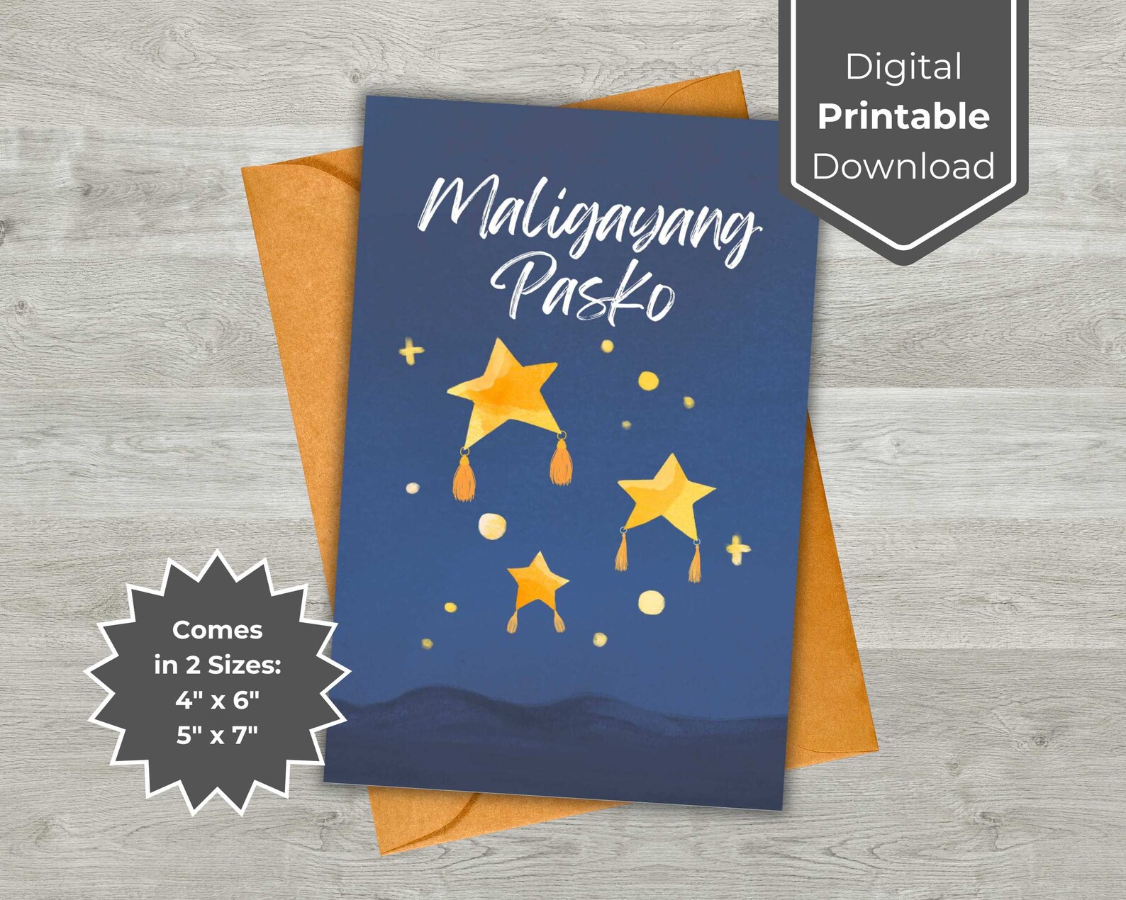 Printable Maligayang Pasko Card Digital Download 5x7 4x6 - Etsy