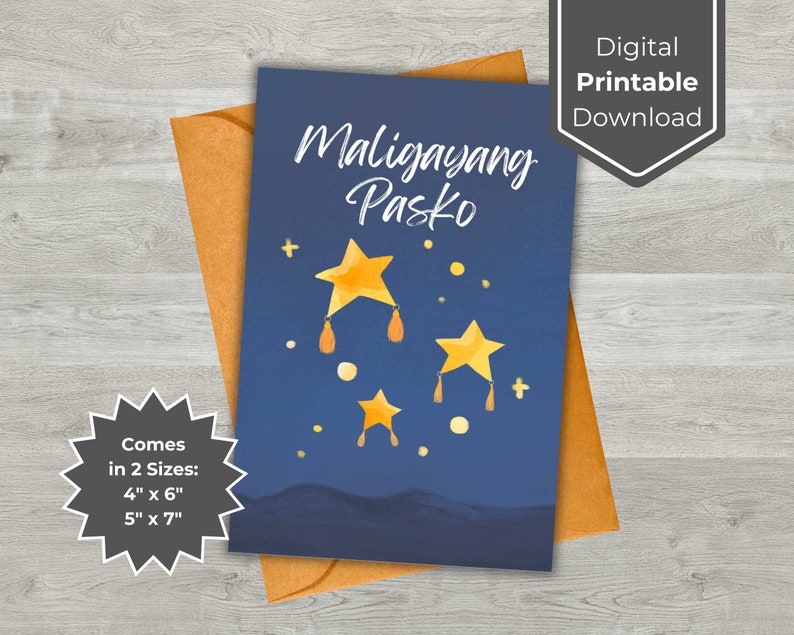 Printable Maligayang Pasko Card Digital Download 5x7 4x6 - Etsy