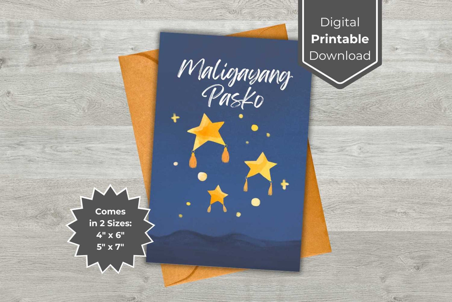 Printable Maligayang Pasko Card, Digital Download, 5x7, 4x6 - Etsy