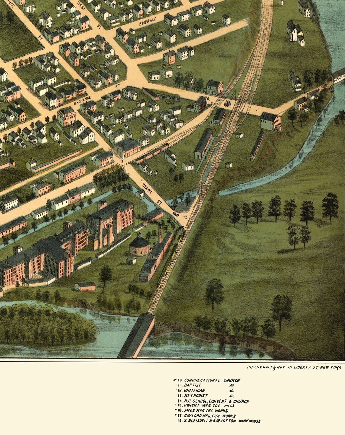 Chicopee Massachusetts in 1878 Bird's Eye View Aerial - Etsy