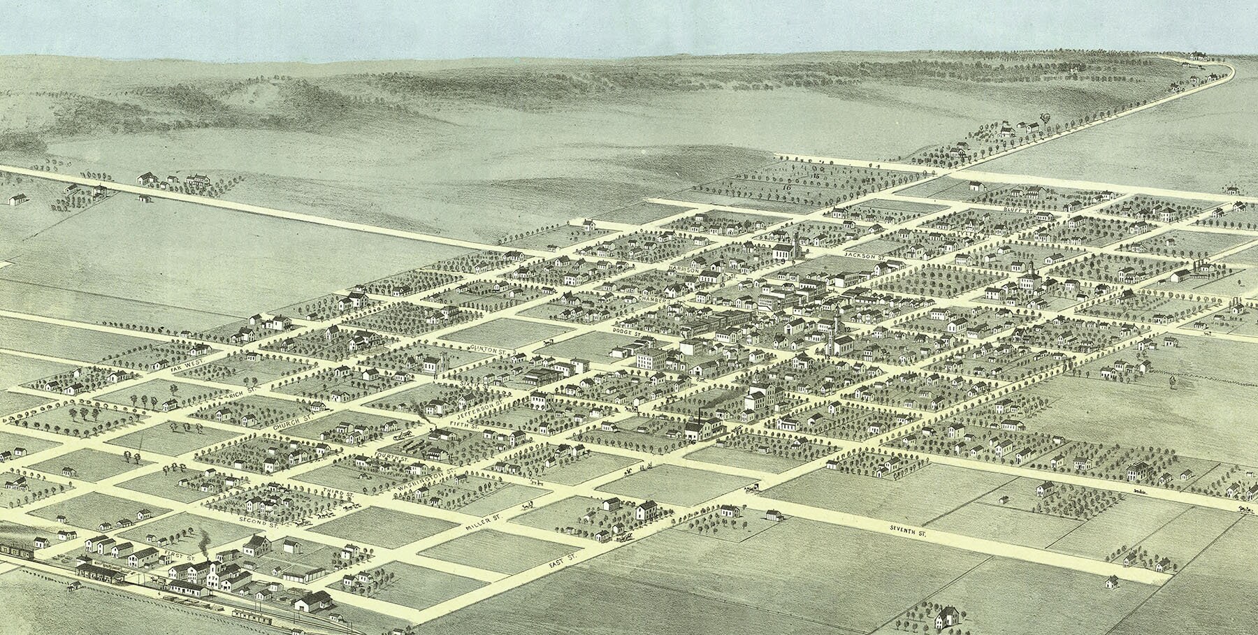 De Witt, Iowa in 1868 Bird's Eye View Map, Aerial Map, Panorama ...